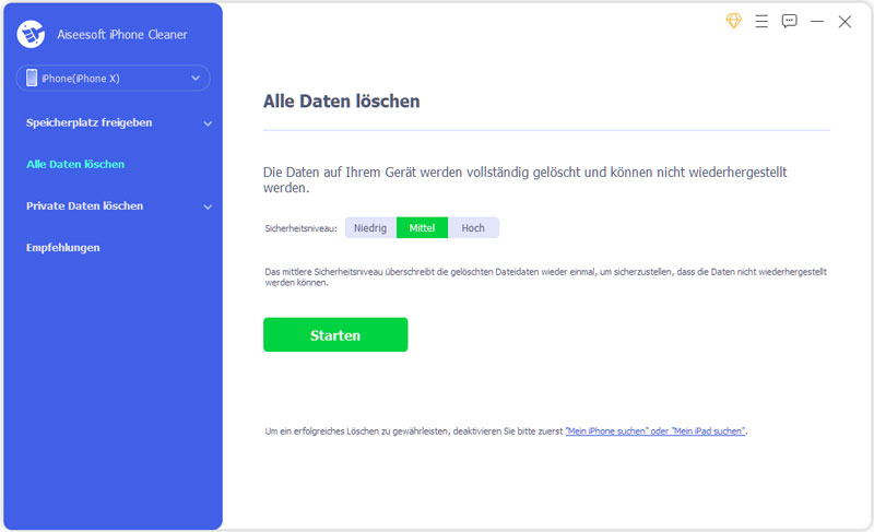 Vielen Dank für die Installation von Aiseesoft iPhone Cleaner